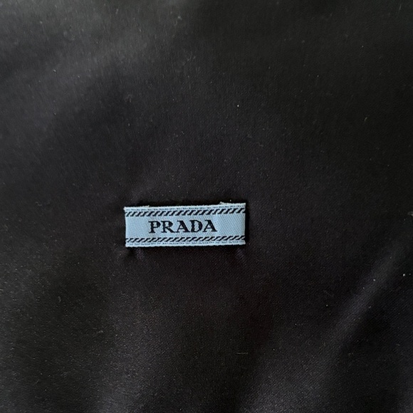 Prada | Accessories | Prada Black Fabric With Blue Logo | Poshmark